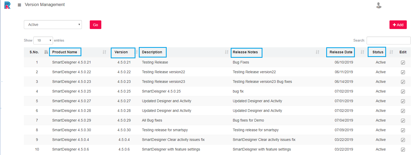Product Version Management | Robility Docs
